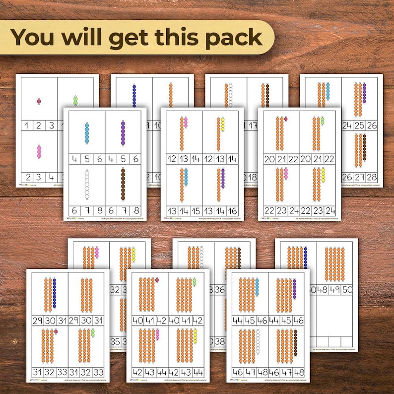 Montessori Beads Clip Cards Montessori Colored Beads Printable ...