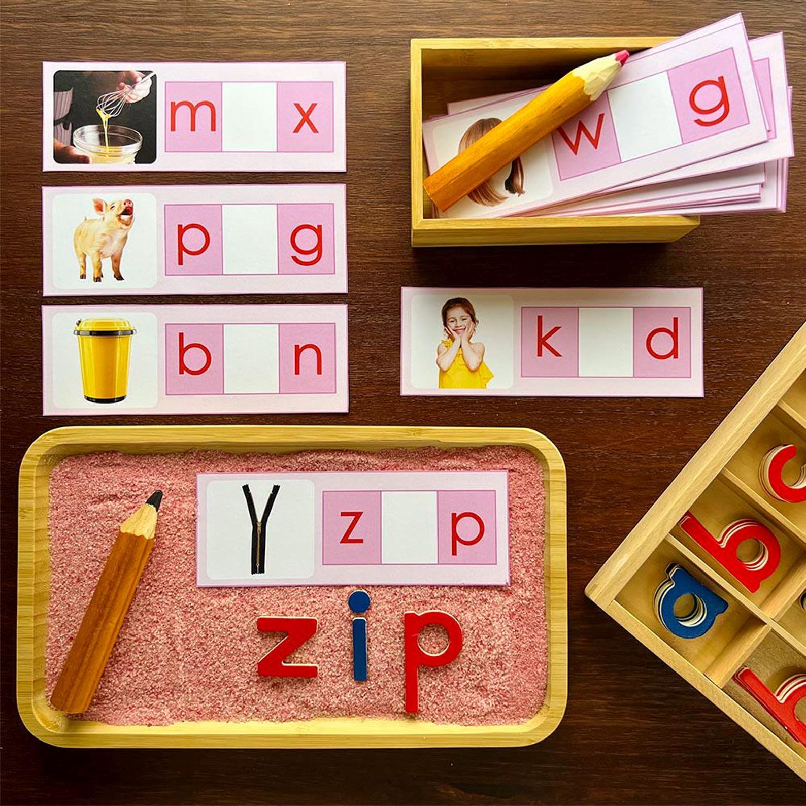 Montessori Pink Series Writing CVC Words Cards Pink Series CVC Cards ...