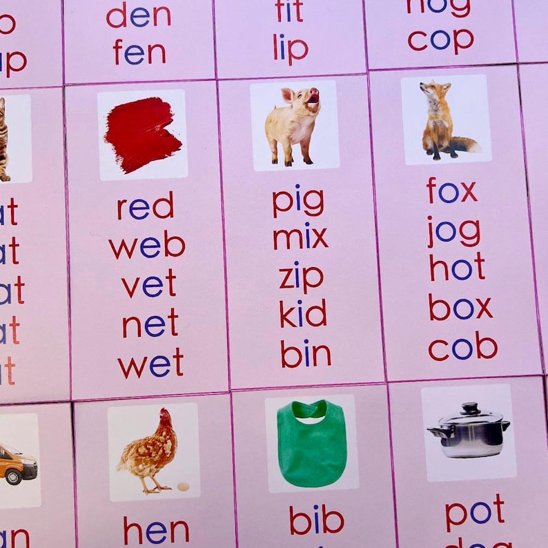 Montessori Pink Series Words Lists Pink Series Montessori CVC Words ...