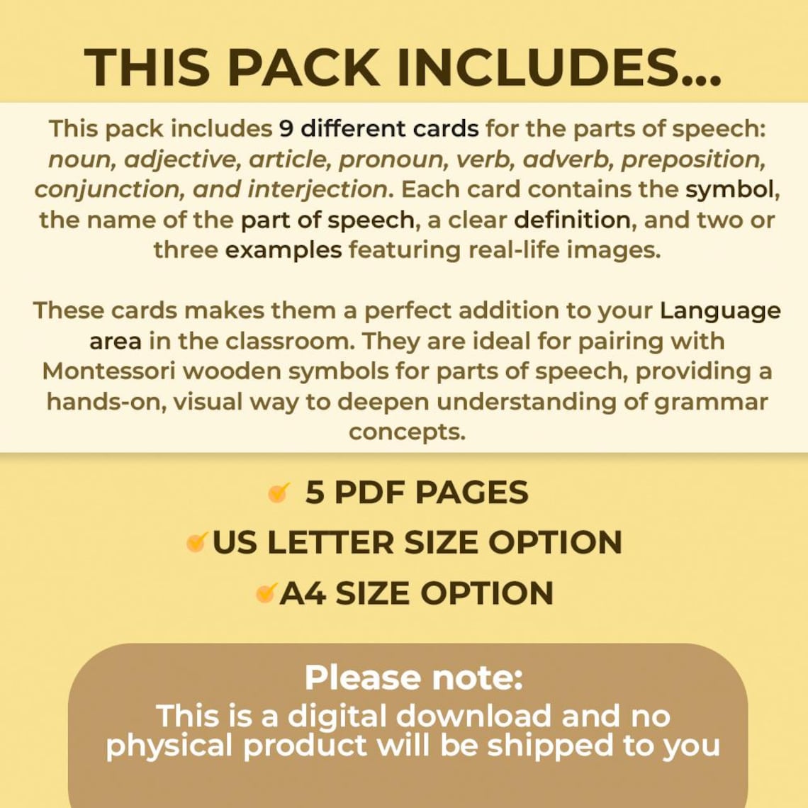 English Parts of Speech Grammar Cards Parts of Speech Activity ...