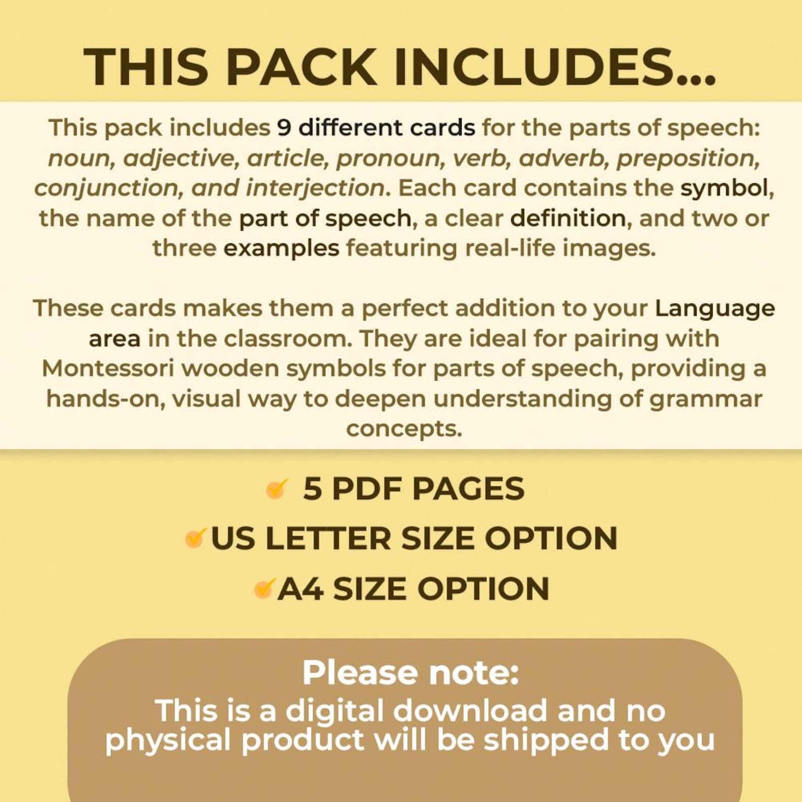 English Parts of Speech Grammar Cards Parts of Speech Activity ...