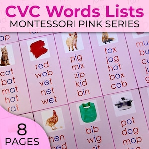 Montessori Pink Series Words Lists Pink Series Montessori CVC Words ...