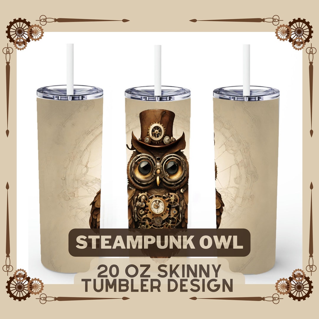 Steampunk Owl 20oz Skinny Tumbler Wrap, Sublimation Design, PNG JPG ...