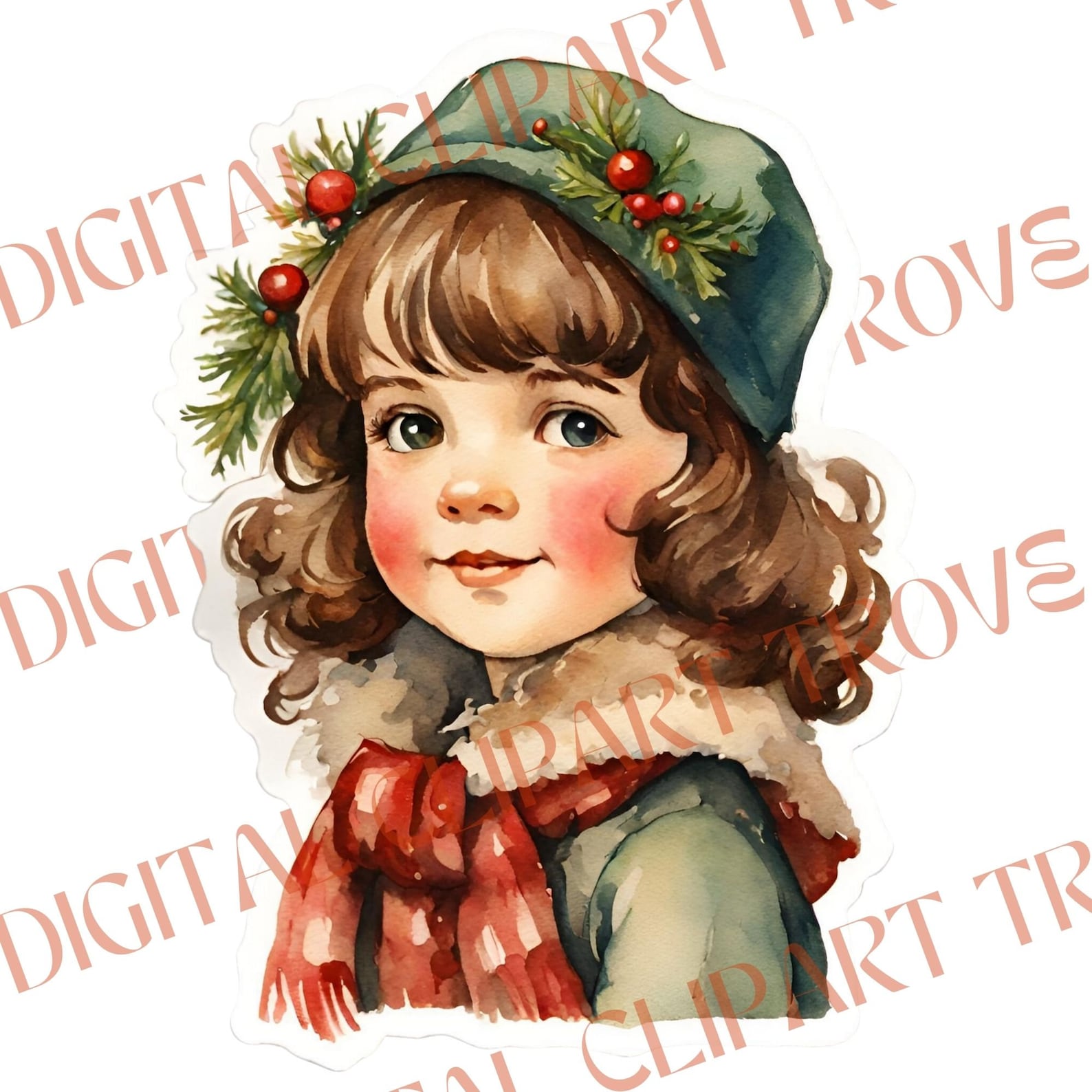 Vintage Christmas Kids Clipart, 50 PNG Nostalgic Holiday Illustration ...