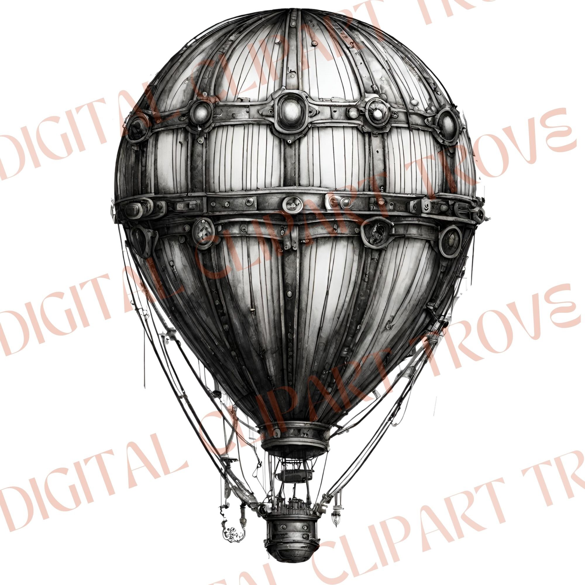 Steampunk Black&white Clipart PNG SVG Vintage Illustration Commercial ...