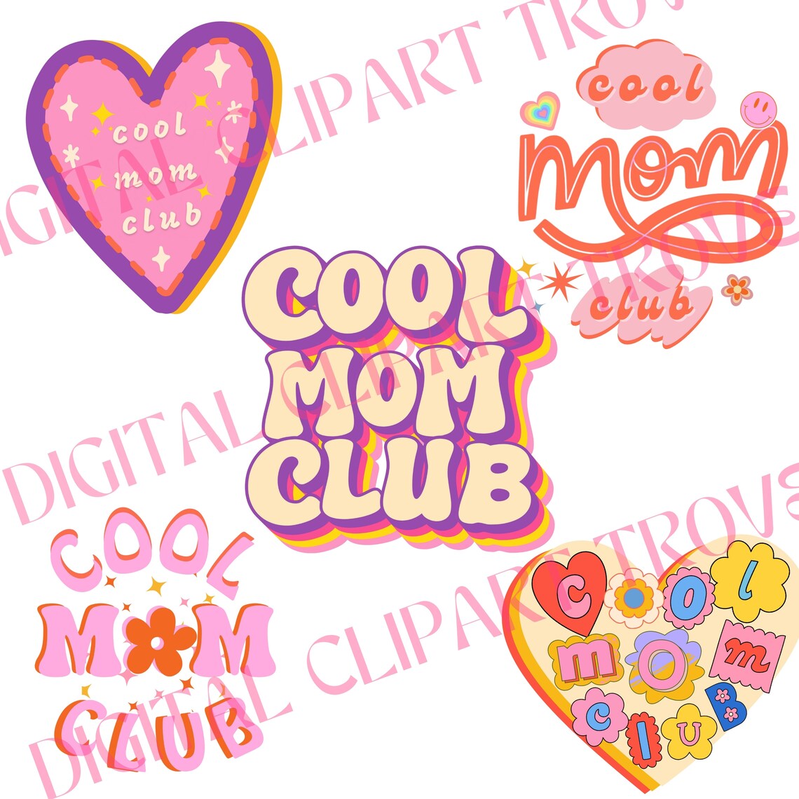 Retro Cool Mom Club PNG SVG, Trendy T-shirt, Mug, Phonecase ...