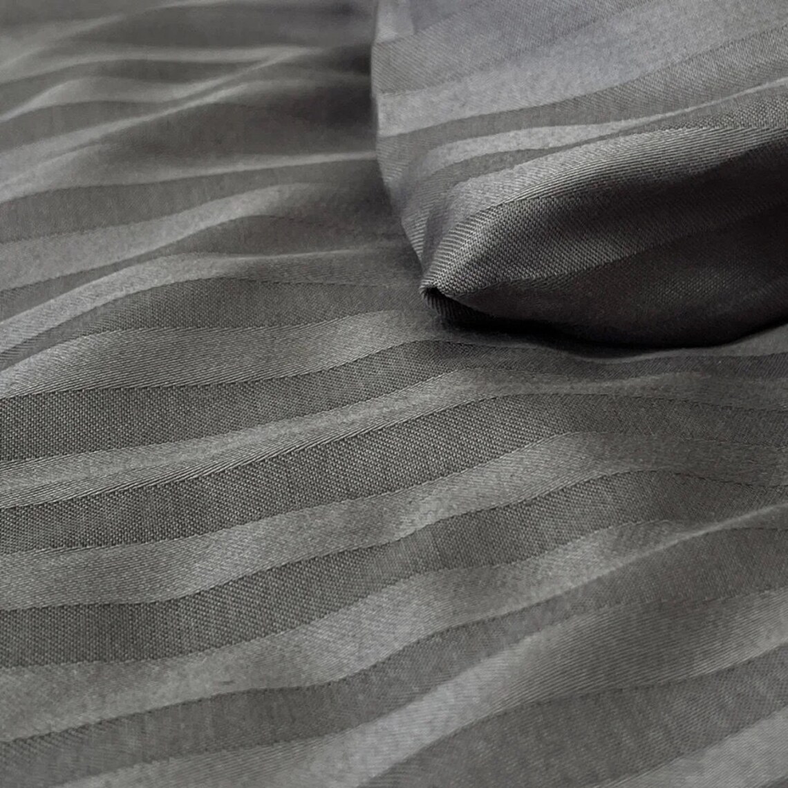 Stripe Satin Gray Bedding Set graphite Soft, Comfortable, Modern ...