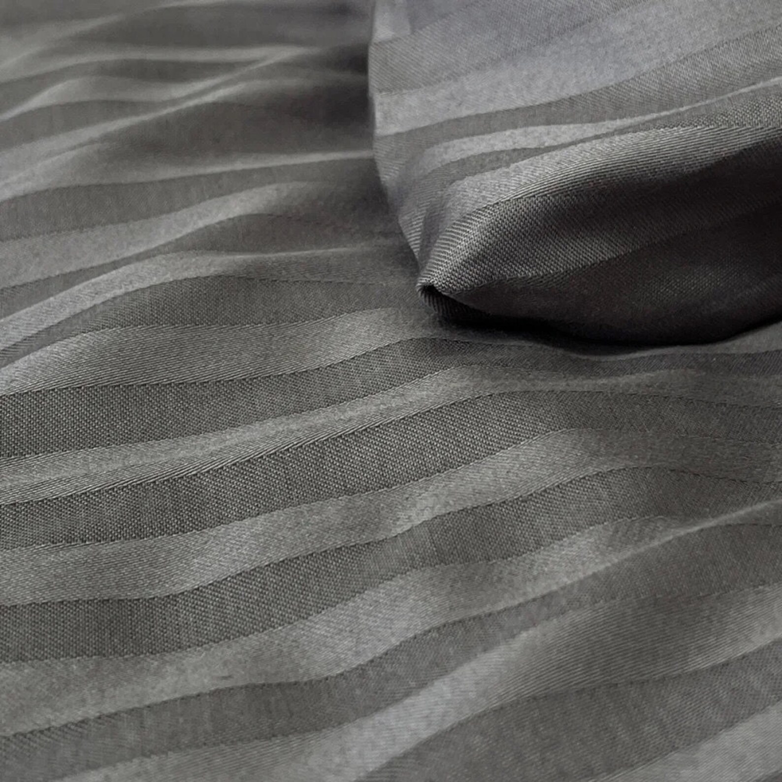Stripe Satin Gray Bedding Set graphite Soft, Comfortable, Modern ...