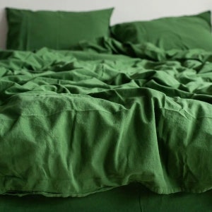 100% Cotton Solid Green Bedding Set grass Soft, Comfortable, Modern ...