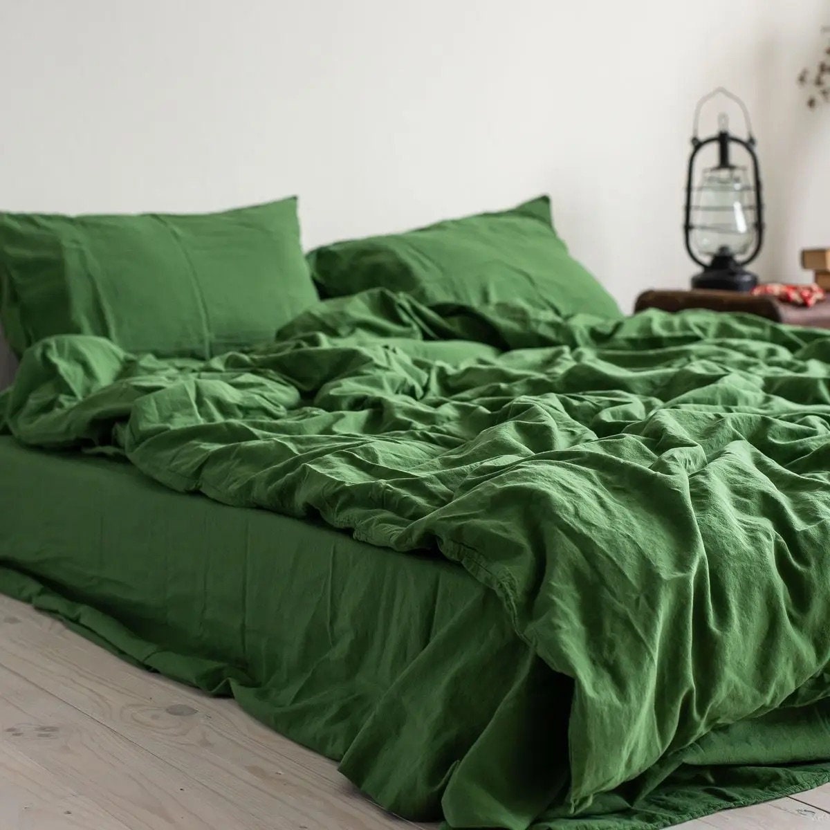 100% Cotton Solid Green Bedding Set "grass" — Soft, Comfortable, Modern ...