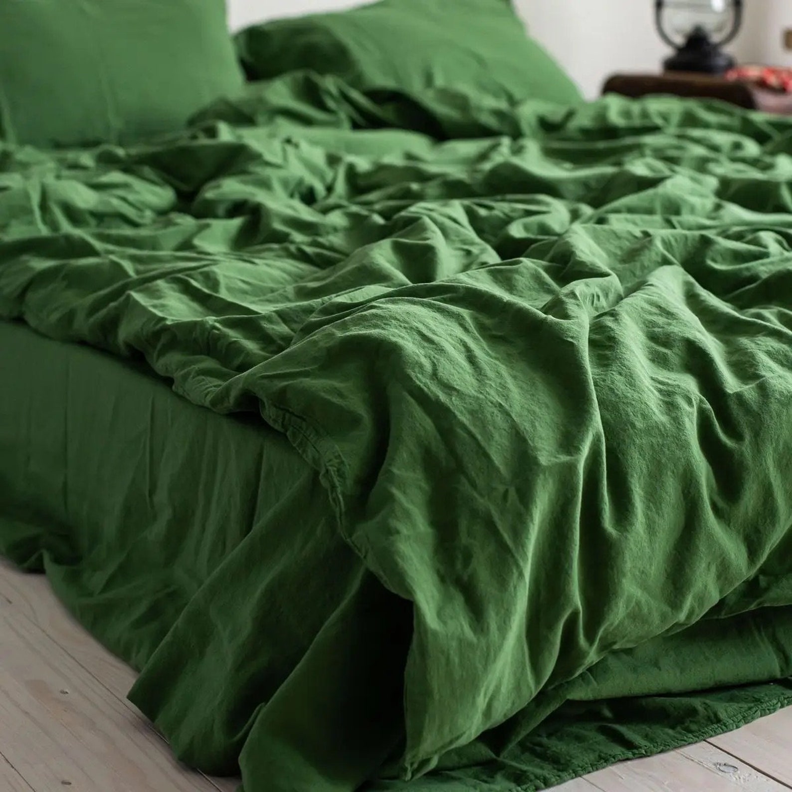 100% Cotton Solid Green Bedding Set grass Soft, Comfortable, Modern ...
