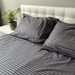 Stripe Satin Gray Bedding Set graphite Soft, Comfortable, Modern ...