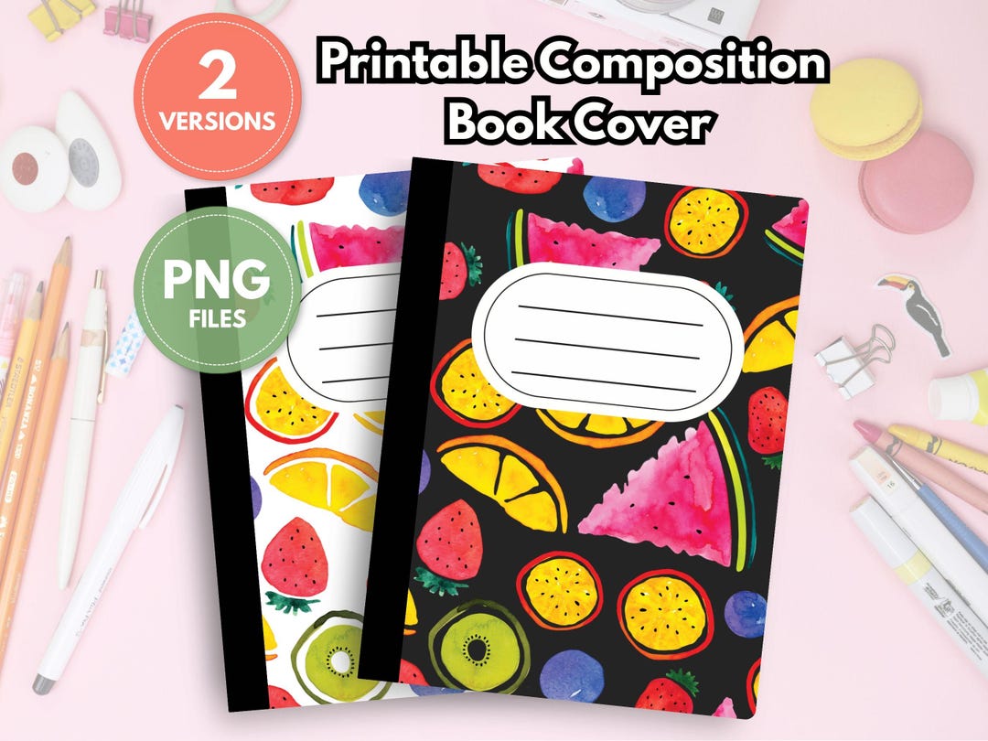 Printable Mix Fruits Composition Notebook Cover: Watercolor Style (PNG ...