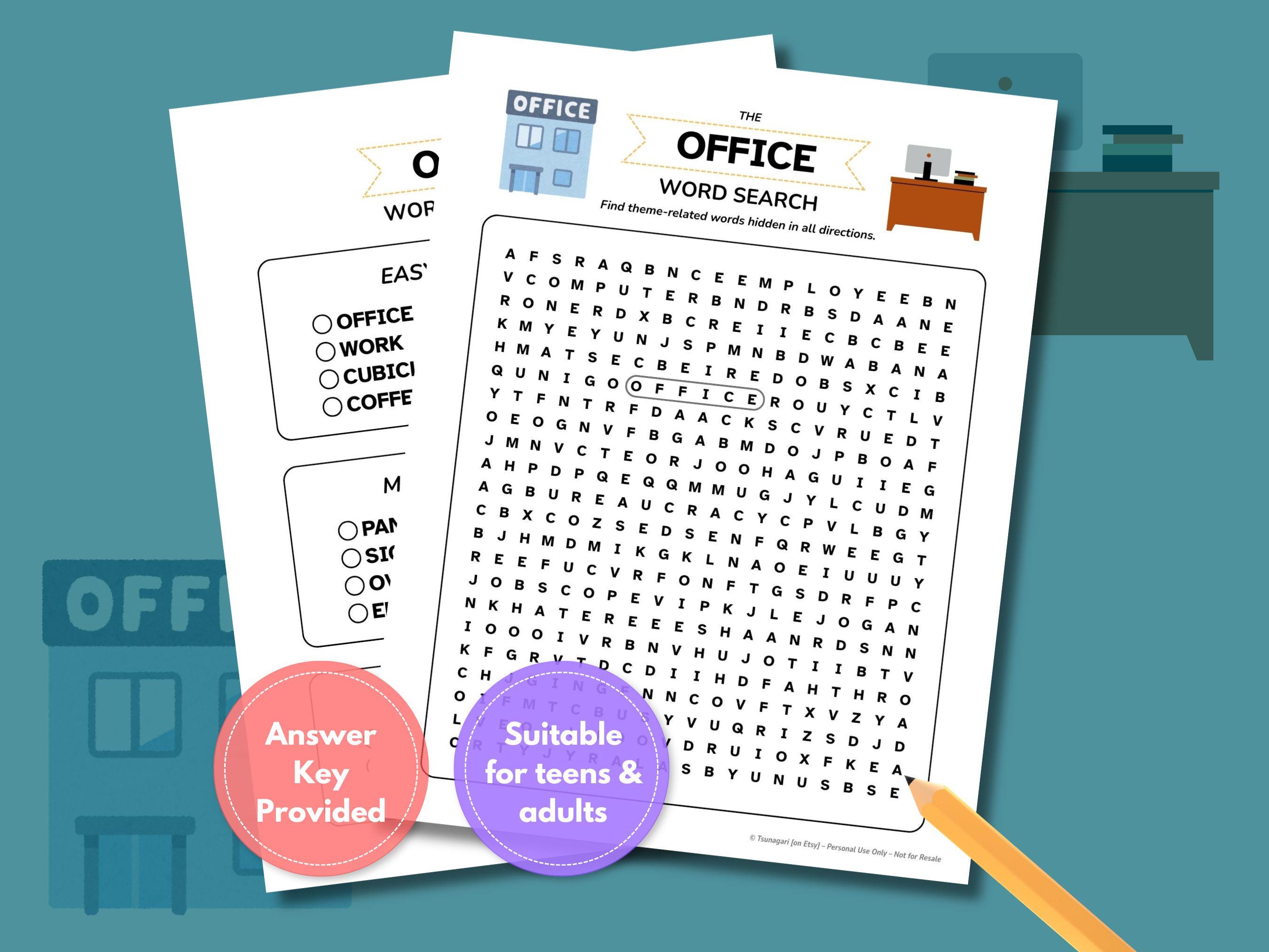 Office Word Search Game: Printable Team Building Activity (PDF and JPG ...