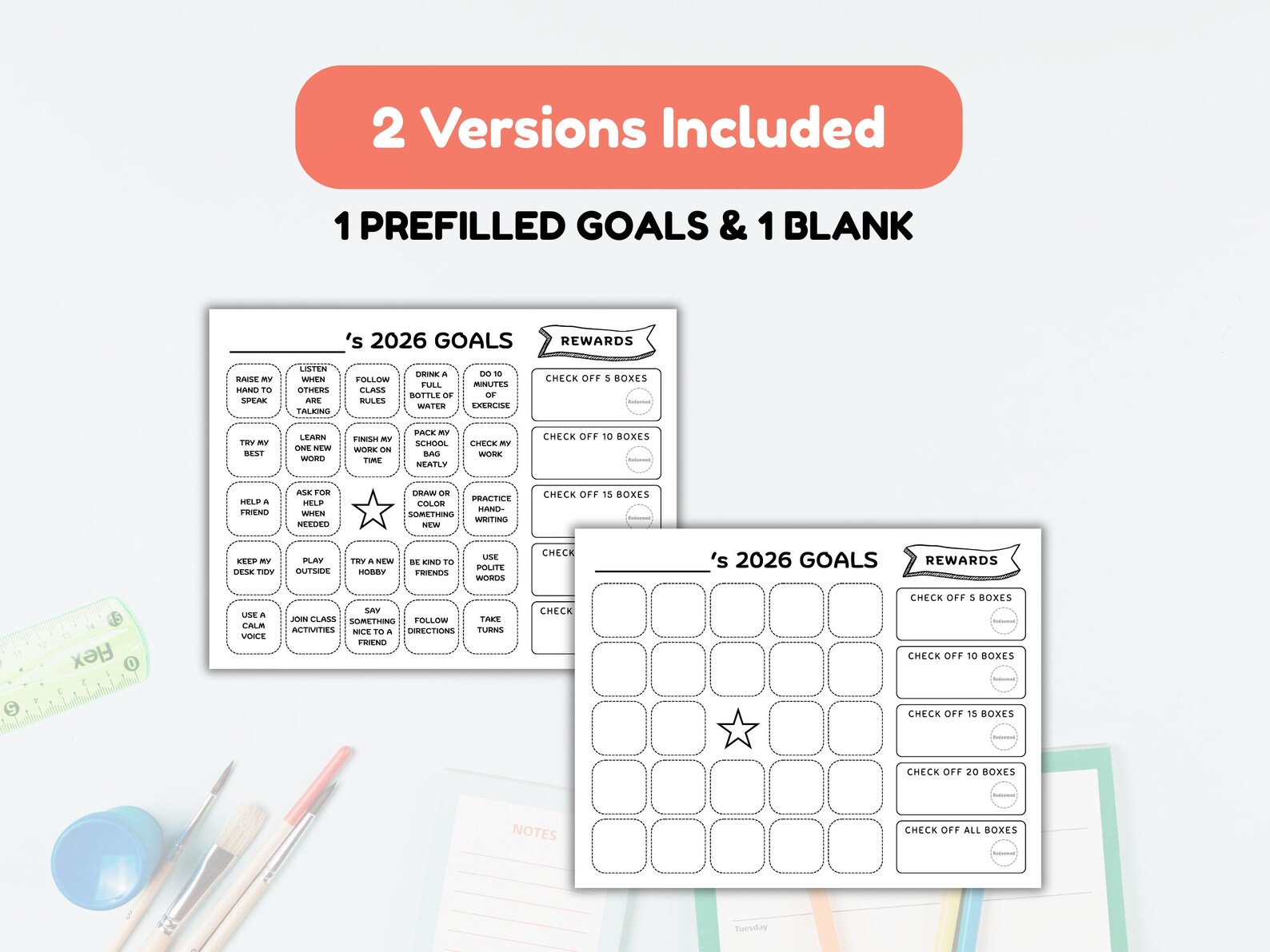 2026 Kids Resolutions Card | Classroom New Year Activities | New Year ...