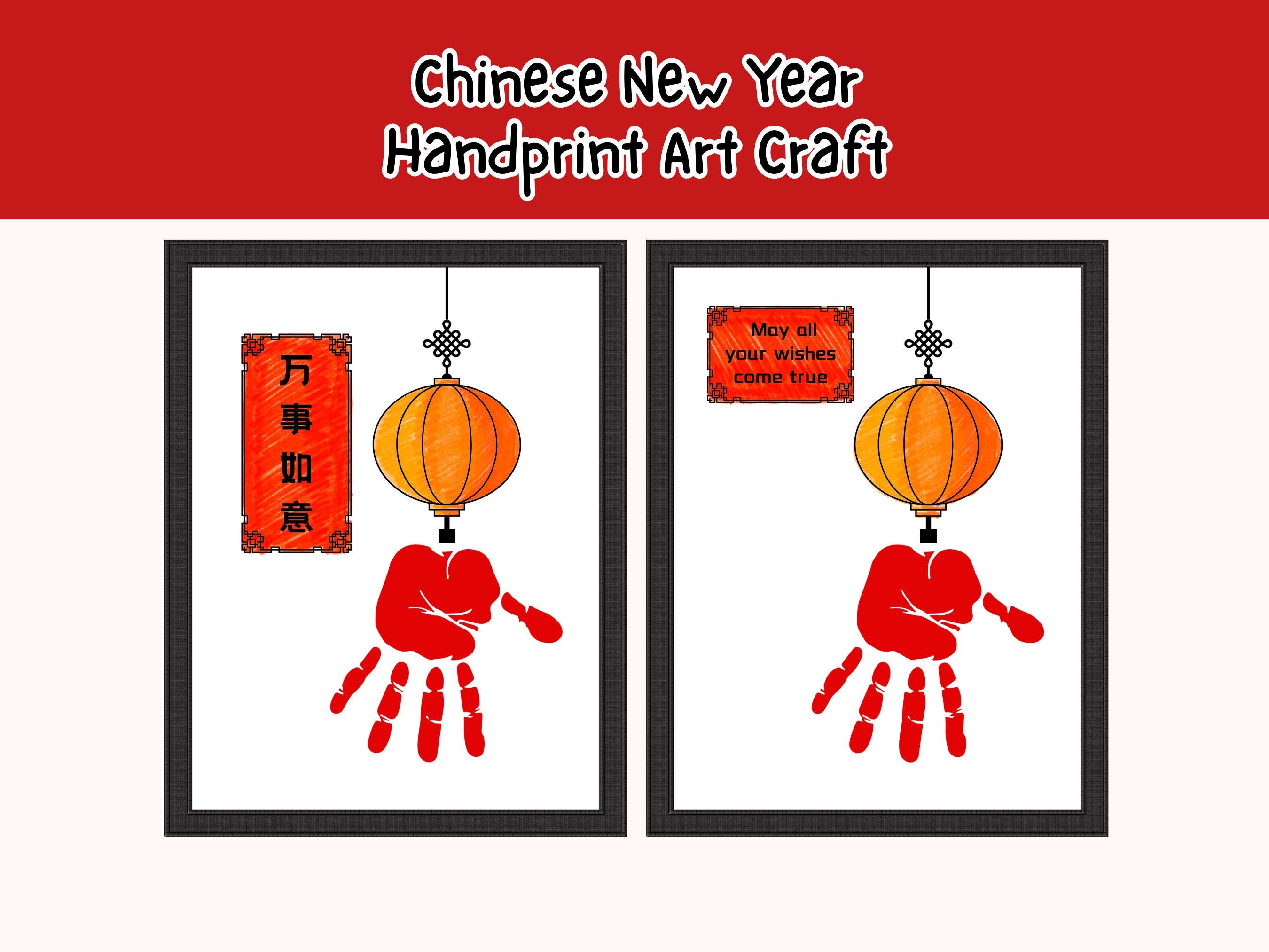 Kids Chinese New Year Handprint Art, Printable Activity for Toddler ...