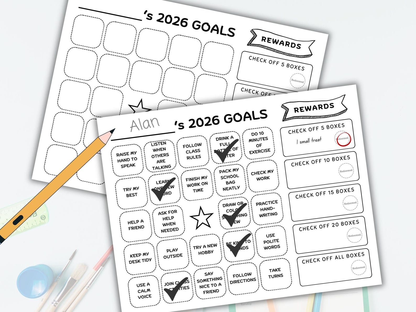 2026 Kids Resolutions Card | Classroom New Year Activities | New Year ...