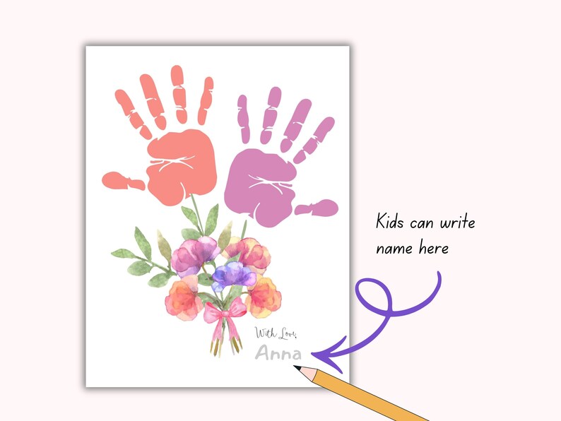 Mother's Day Handprint Art Kids Craft Flower Bouquet Gift for Mom ...