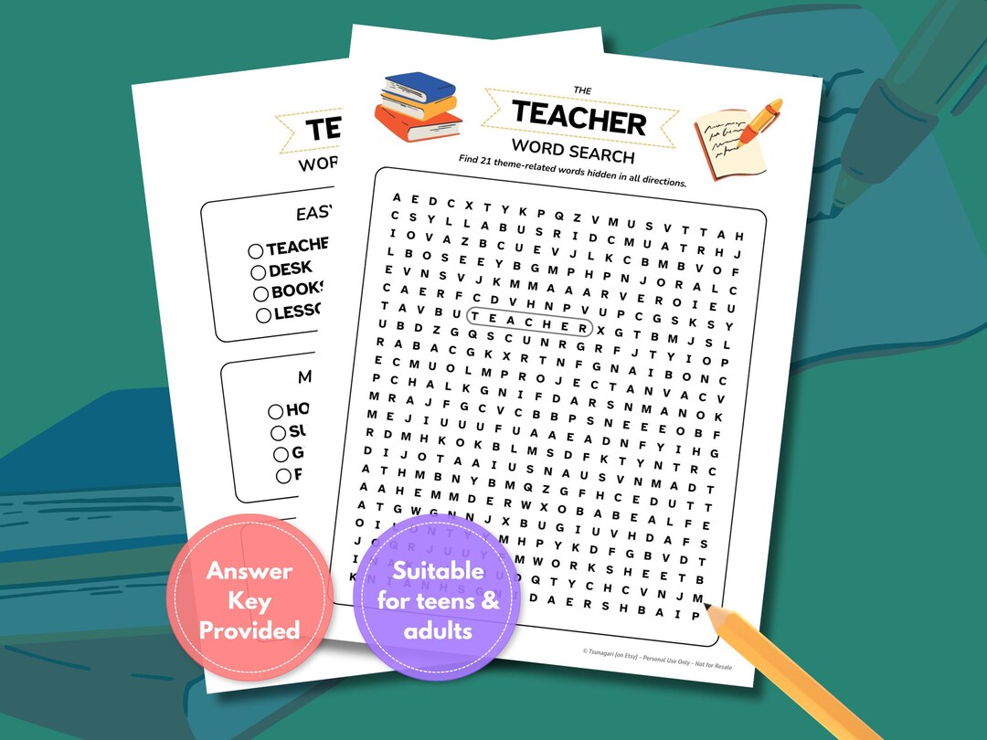 Teacher Word Search Game: Printable Party Activity (PDF and JPG) - Etsy