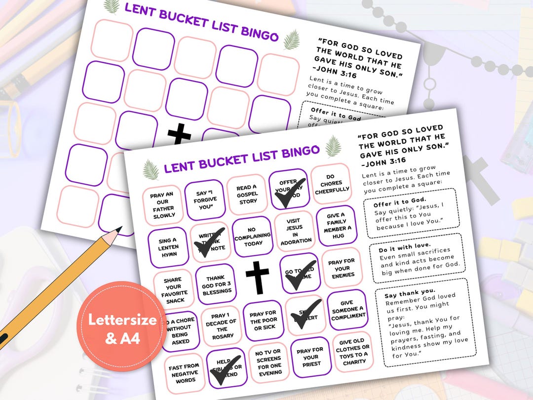 Lent Bucket List Bingo for Kids Catholic Lenten Activity Printables ...