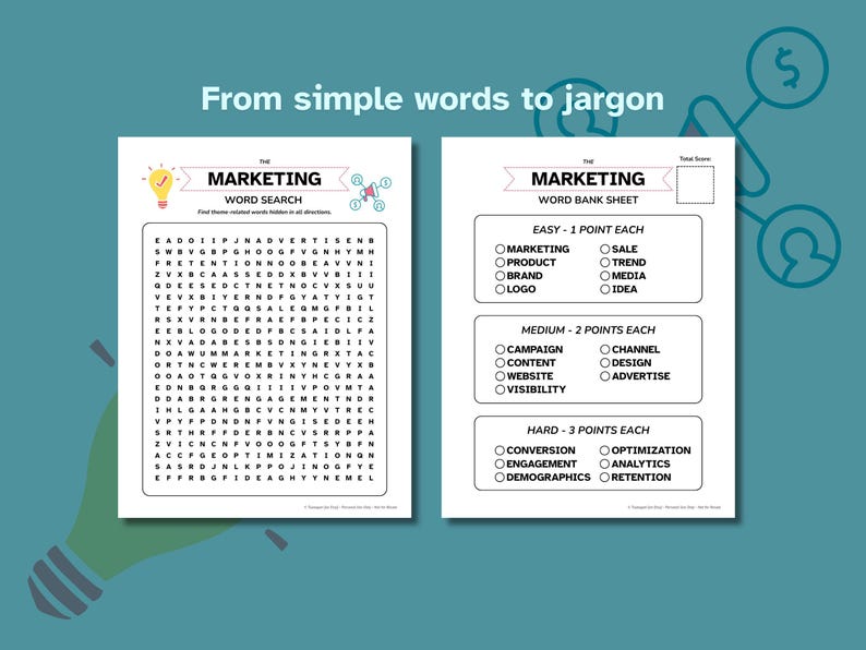 Marketing Word Search Game: Printable Office Activity (PDF and JPG) - Etsy