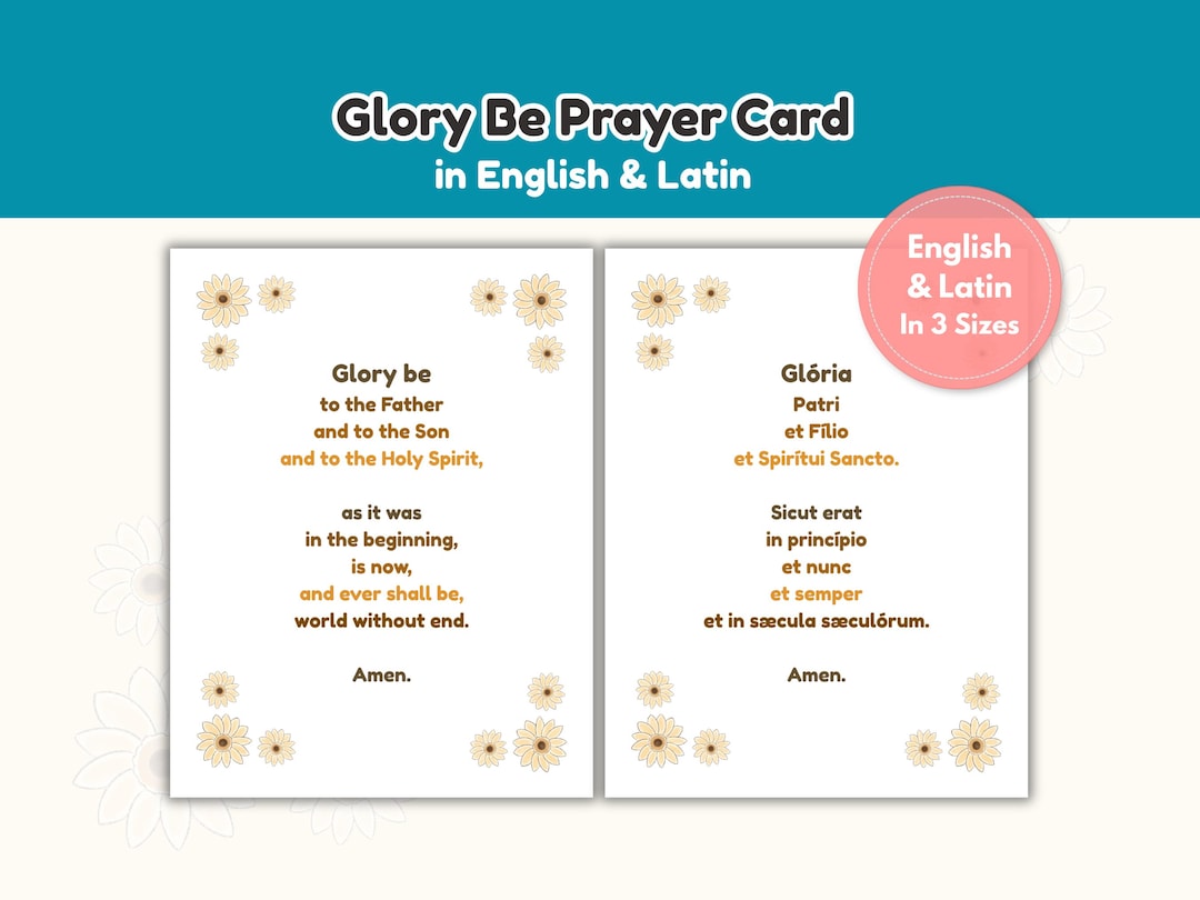 Glory Be Prayer Card in English & Latin, Catholic Wall Art (3 Sizes ...