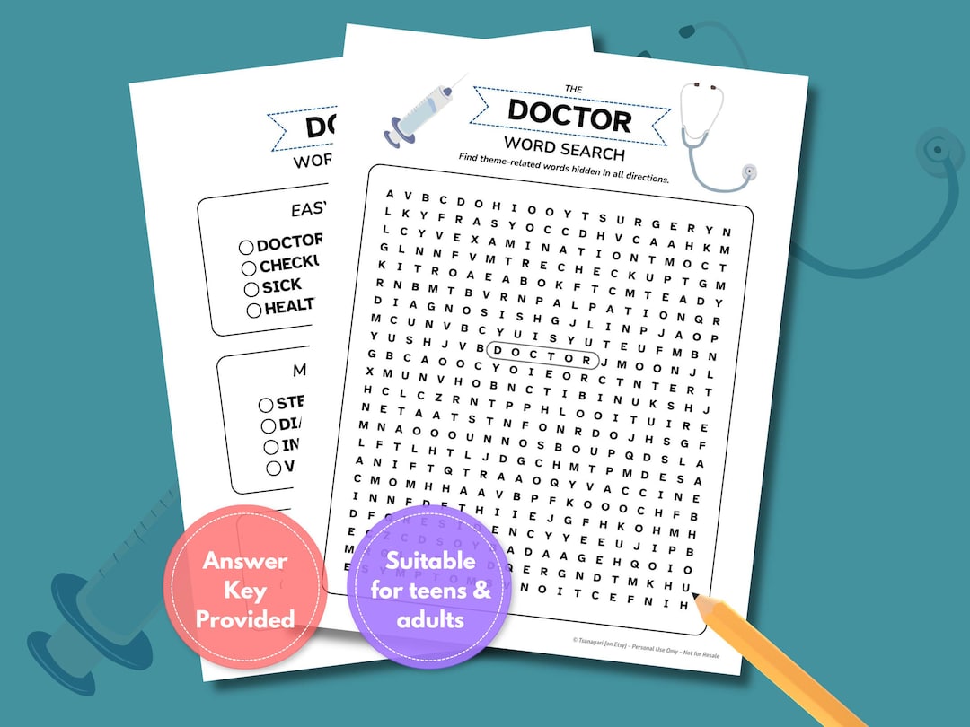 Doctor Word Search Game: Printable Party Activity (PDF and JPG) - Etsy