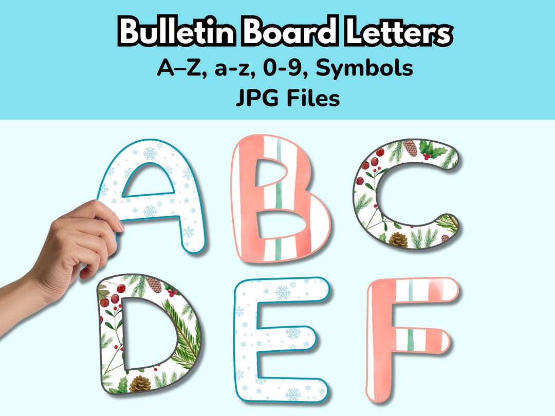 Winter Bulletin Board Letters With Snowflakes and Evergreens | A–Z, A-z ...