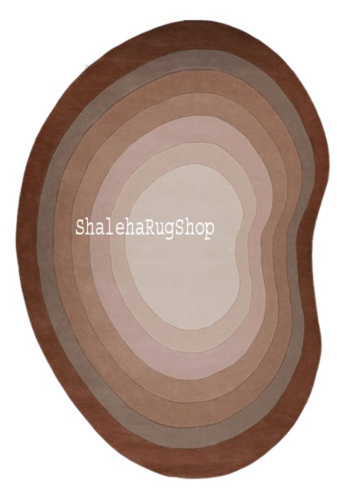 Kidney Bean Shape Tufted Plain Rug, Multi-level Pile, Hand-tufted Wool ...