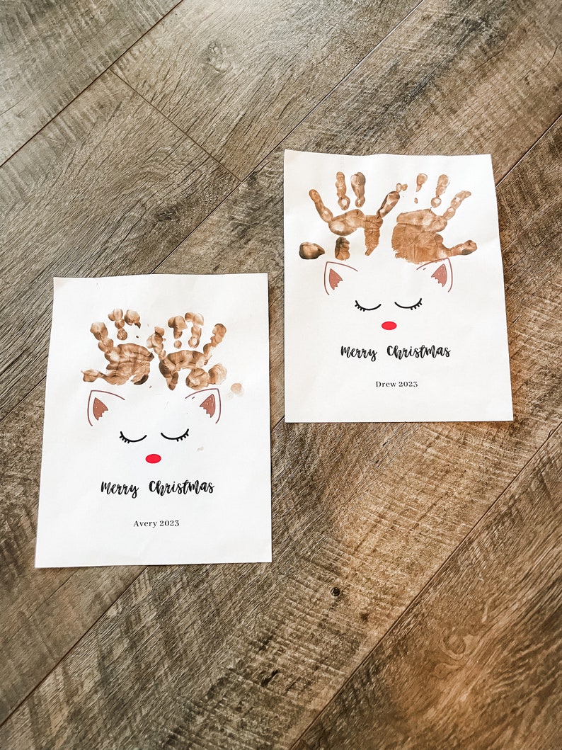 Reindeer Handprint Kids Craft Template - Etsy