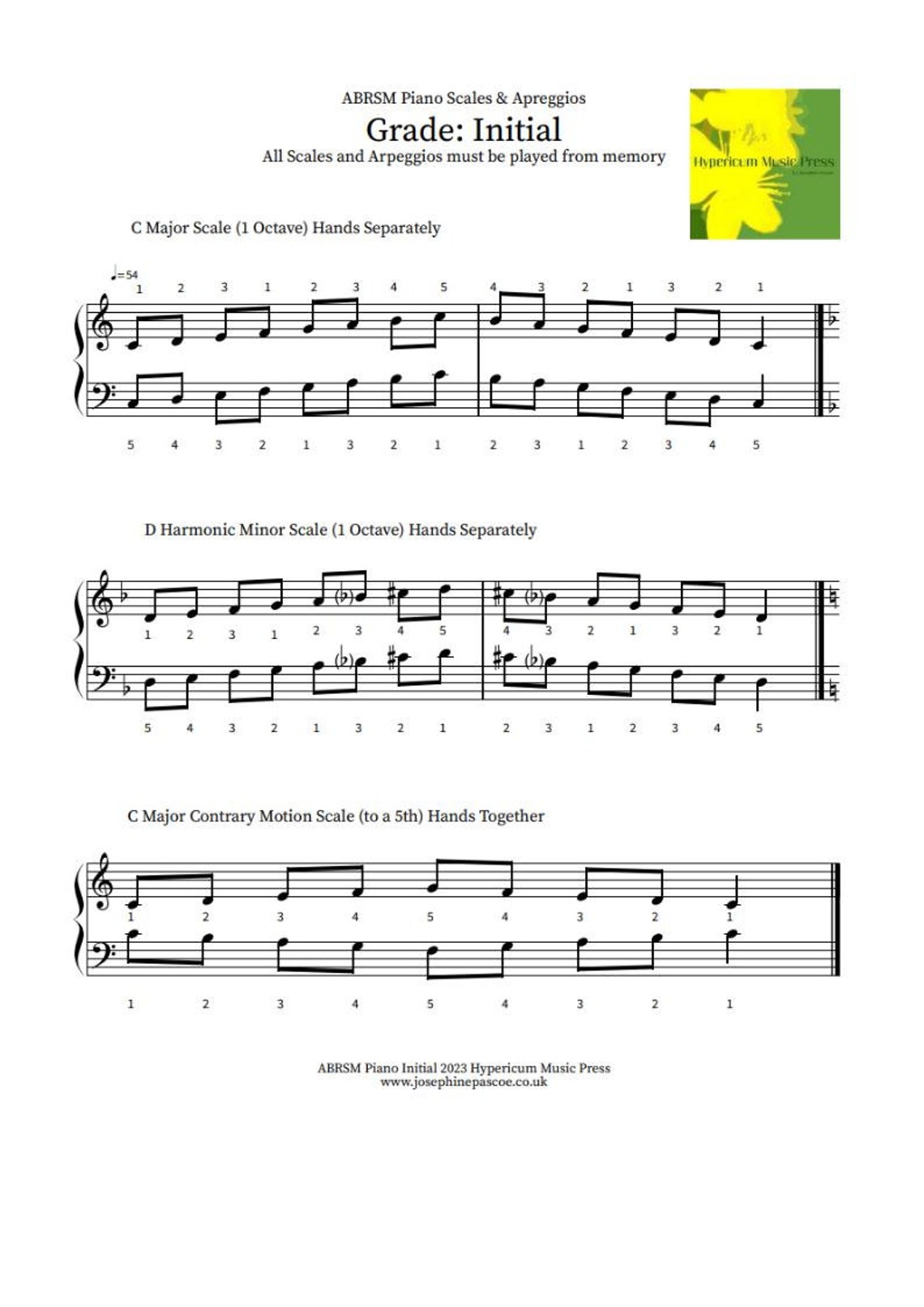 ABRSM Piano Scales & Arpeggios Bundle (initial to Grade 3) Printable ...