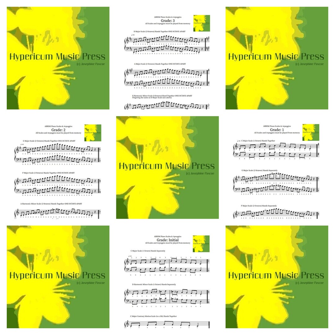 ABRSM Piano Scales & Arpeggios Bundle initial to Grade 3 Printable ...