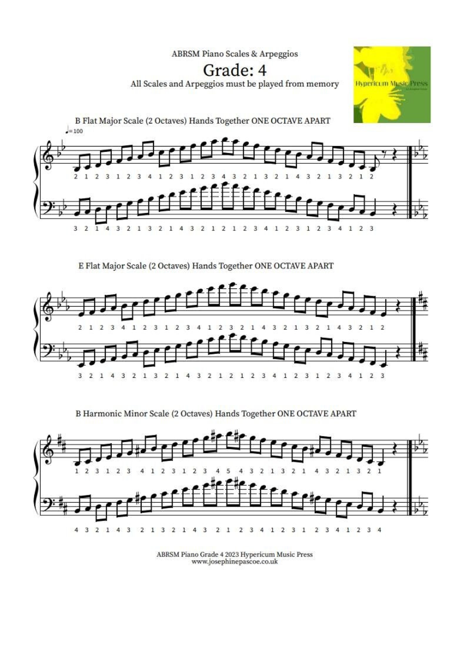 Piano Grade 4, ABRSM Scales & Arpeggios Printable Sheet Music - Etsy