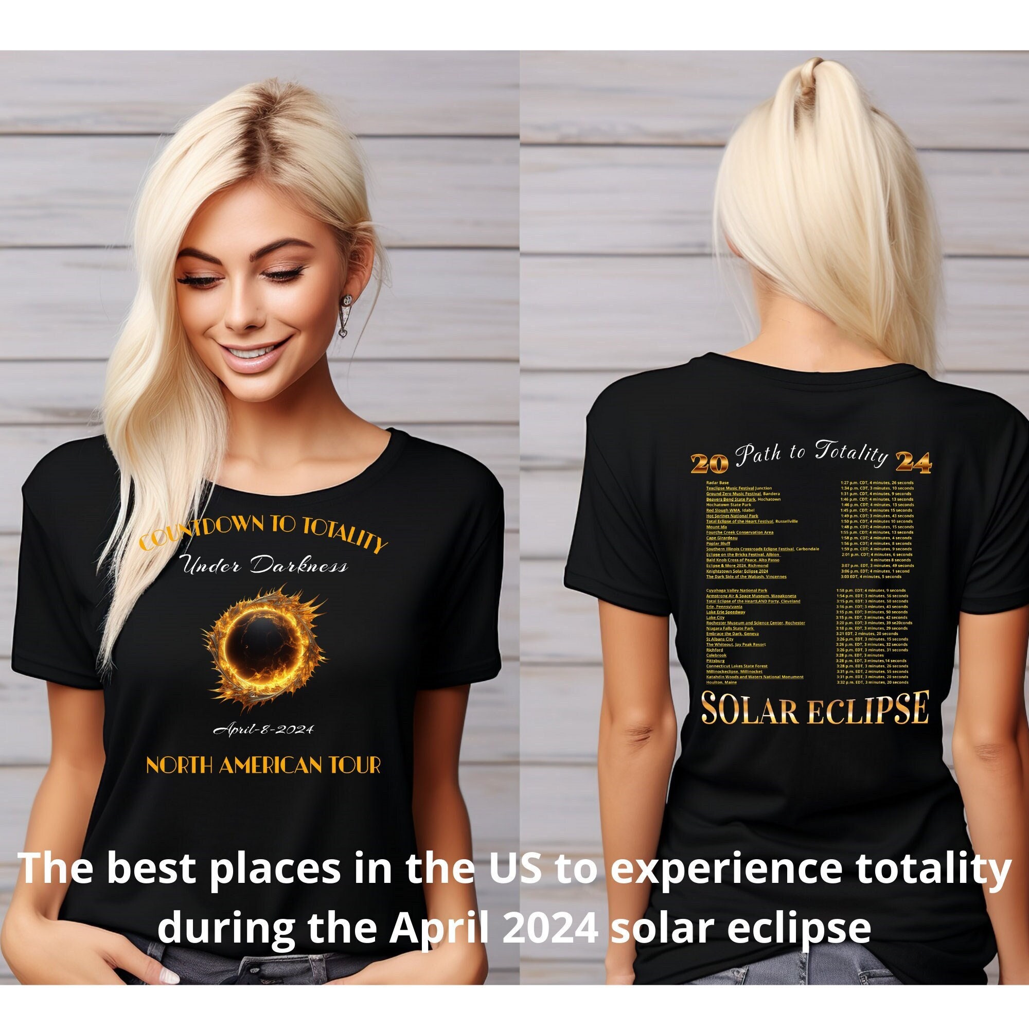 Total Solar Eclipse Shirt April 8th 2024, Rock Concert Tour Tee Path ...