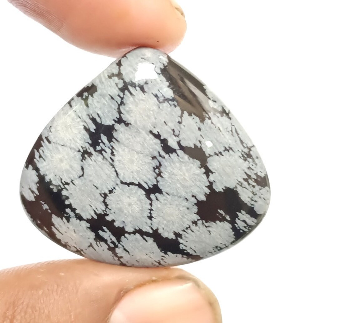 Snowflake Obsidian Gemstone/flat Back Cabochon/oval Shape Snowflake ...