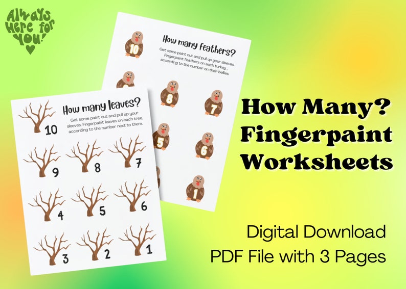 How Many Fingerpainting Worksheet 3 Themed Worksheets in PDF File for ...