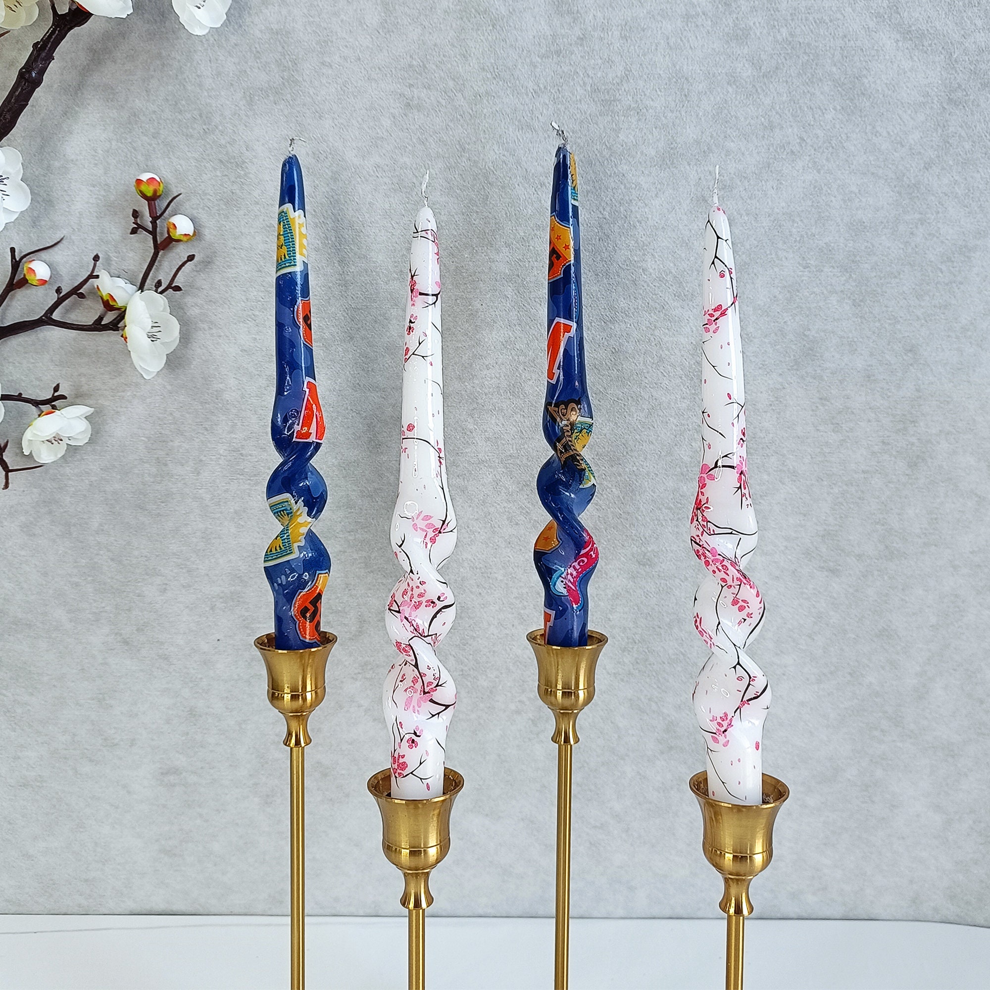 Set of 2 Taper Candles,spiral Taper Candles ,twisted Candles,9 Inch ...