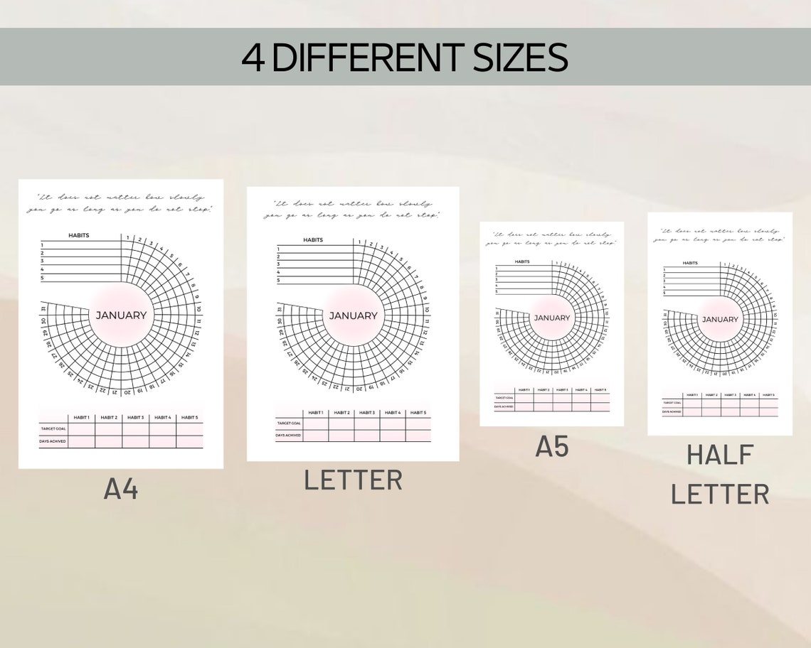 12 Month Circle Habit Tracker Printable Landscape Habit - Etsy