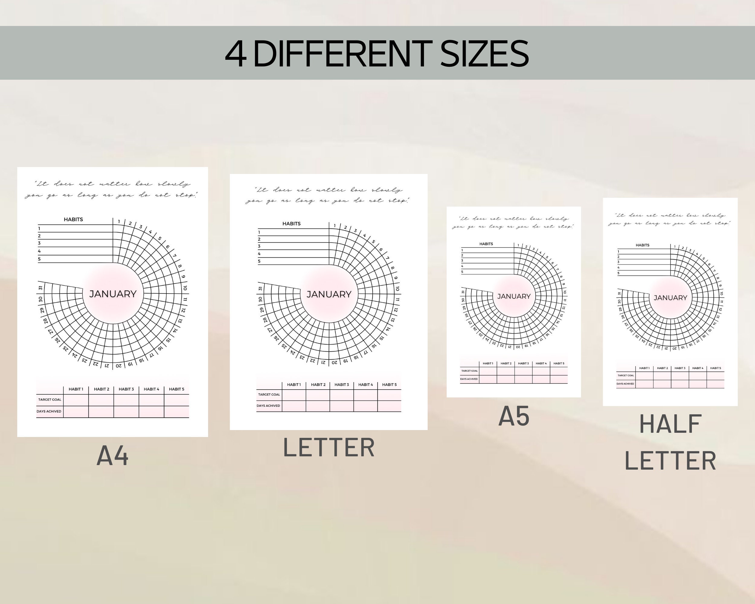 12 Month Circle Habit Tracker Printable Landscape Habit - Etsy