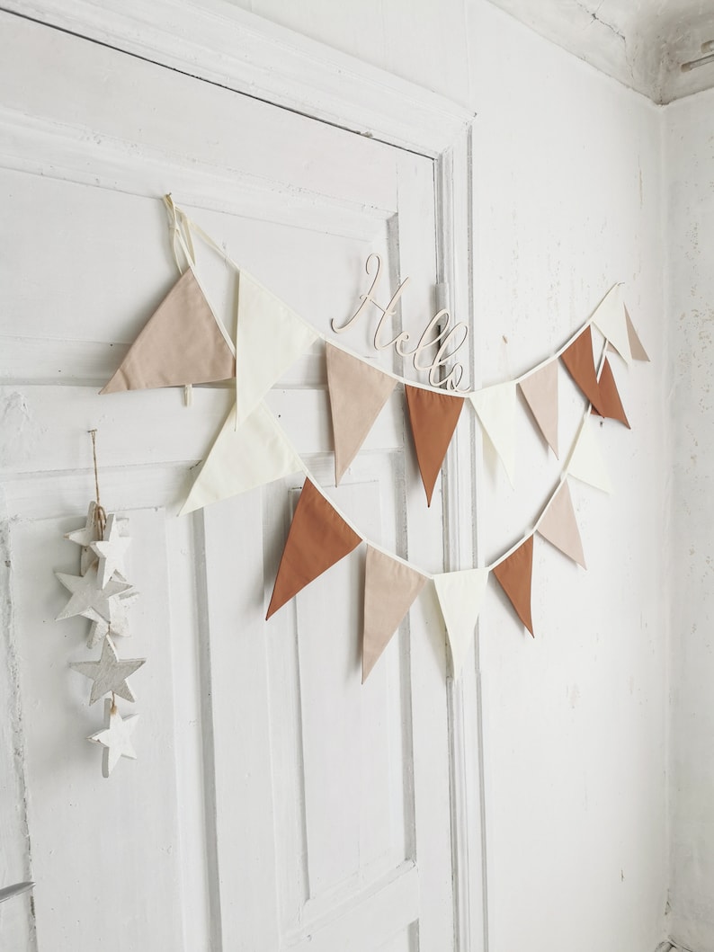 EARTH TONE Bunting Banner, Cotton Flags for Nursery, Garland Wall Decor ...