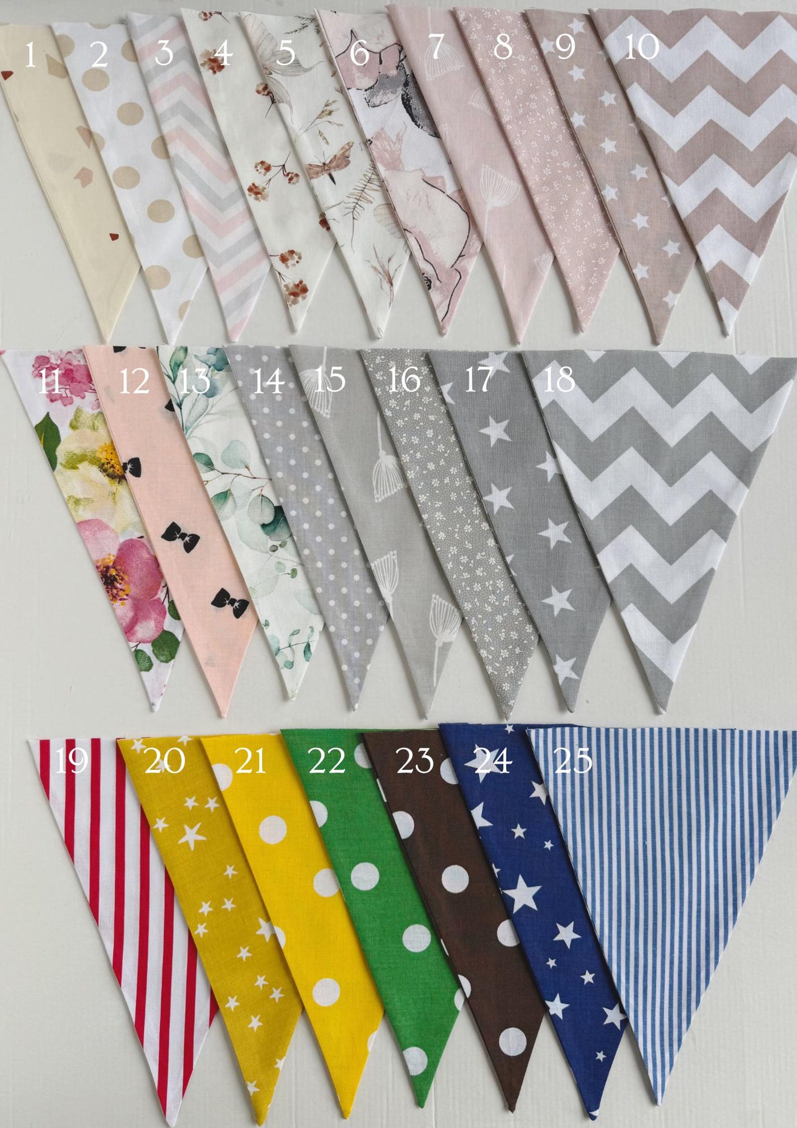 CUSTOM Bunting Banner, Cotton Flags for Nursery, Garland Wall Decor ...