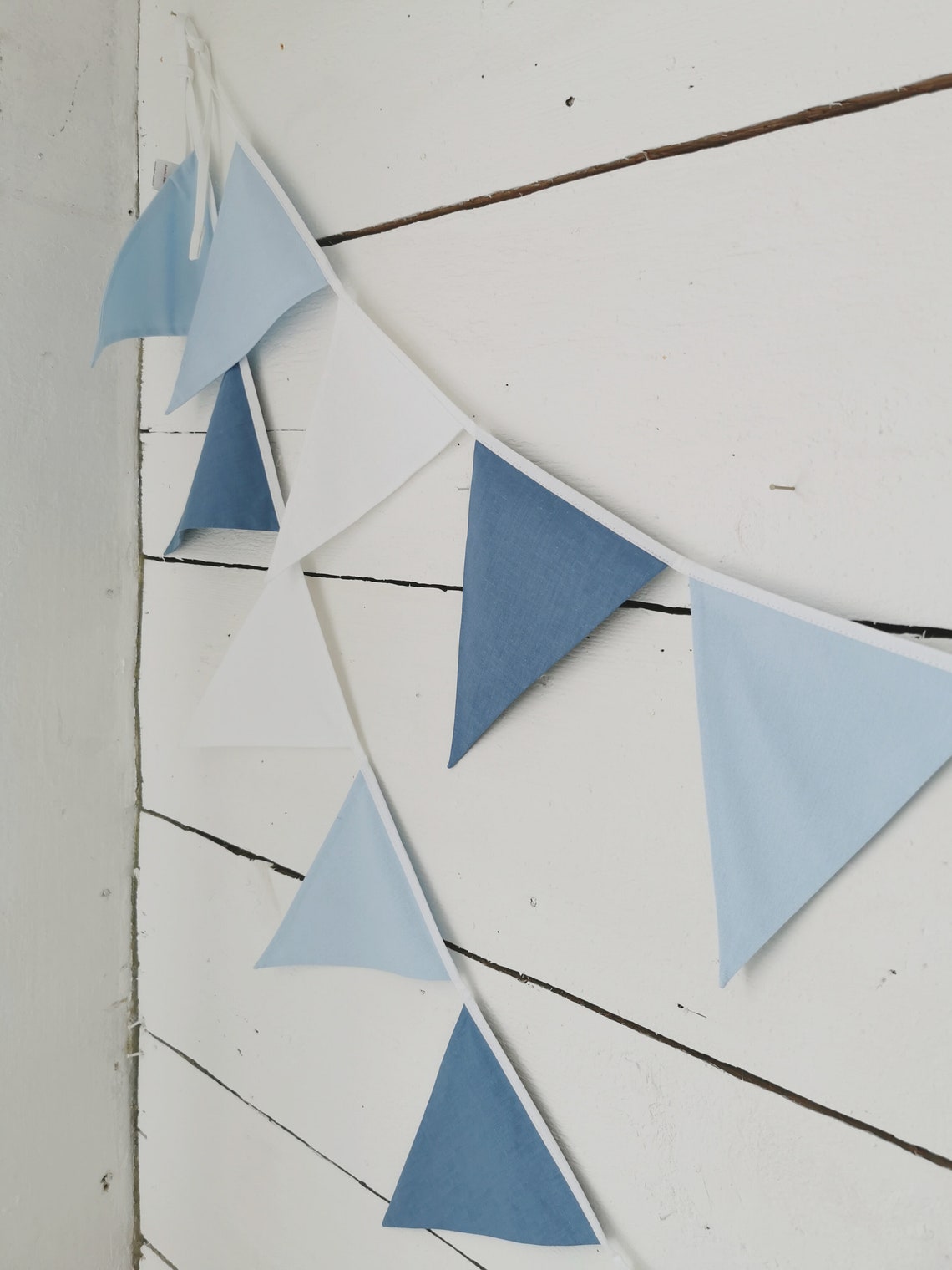 BLUE Bunting Banner, Cotton Flags for Nursery, Garland Wall Decor, Flag ...