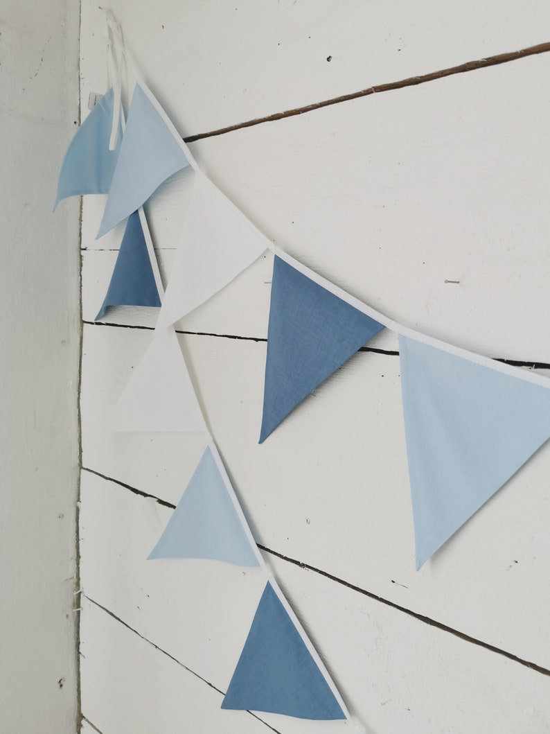 BLUE Bunting Banner, Cotton Flags for Nursery, Garland Wall Decor, Flag ...