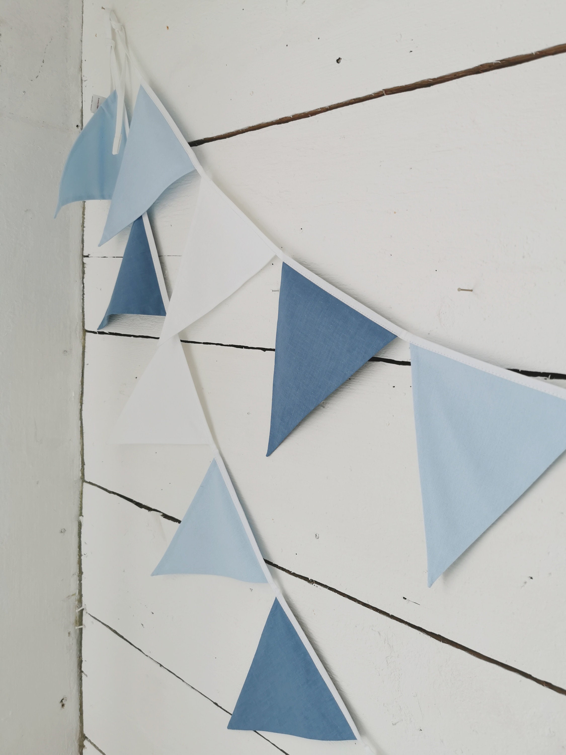 BLUE Bunting Banner, Cotton Flags for Nursery, Garland Wall Decor, Flag ...