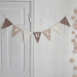 Earth Tone Bunting With Name, Cotton Flags for Wedding, Room Wall Decor ...