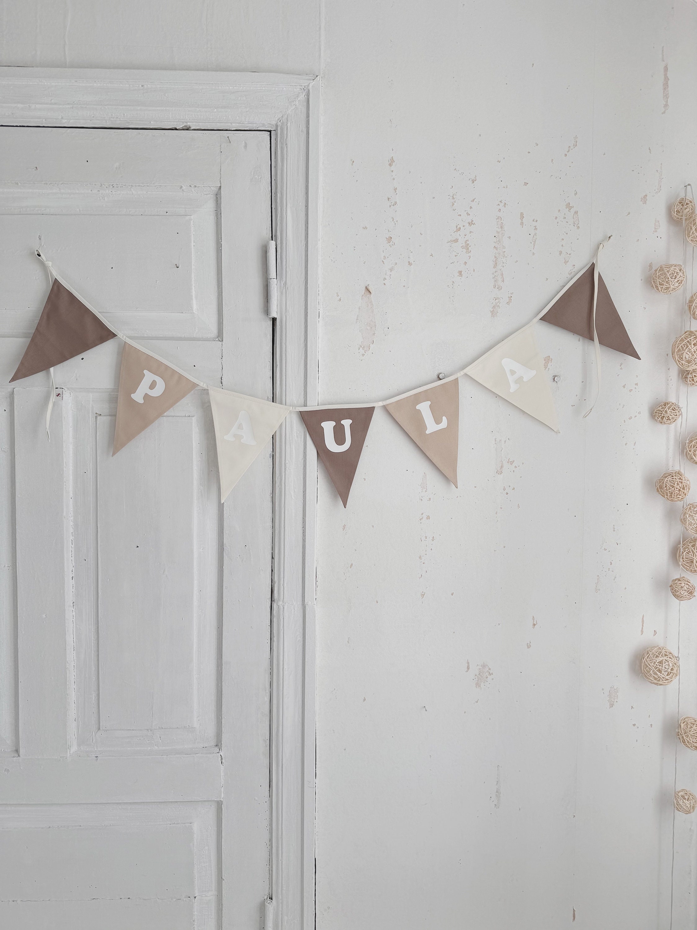 Earth Tone Bunting With Name, Cotton Flags for Wedding, Room Wall Decor ...