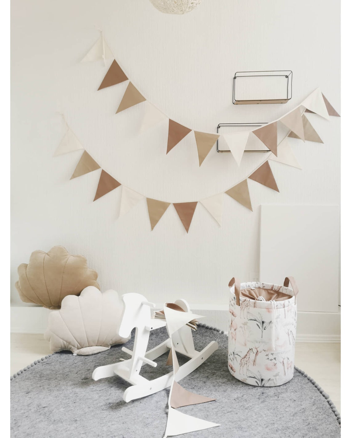 Earth Tone Bunting With Name, Cotton Flags for Wedding, Room Wall Decor ...