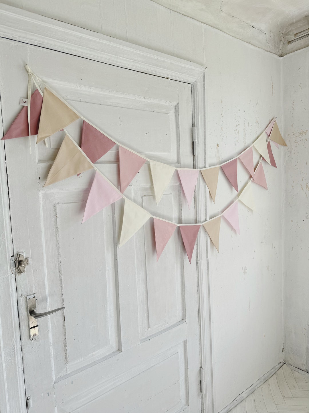 PINK Bunting Banner, Cotton Flags for Nursery, Garland Wall Decor, Flag ...