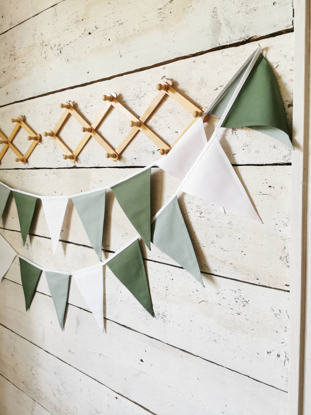 GREEN Bunting Banner, Cotton Flags for Nursery, Garland for Gazebo ...