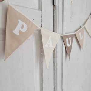 Earth Tone Bunting With Name, Cotton Flags for Wedding, Room Wall Decor ...
